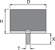 RUBBER MOUNTING MALE/BLANK M8 30x20mm